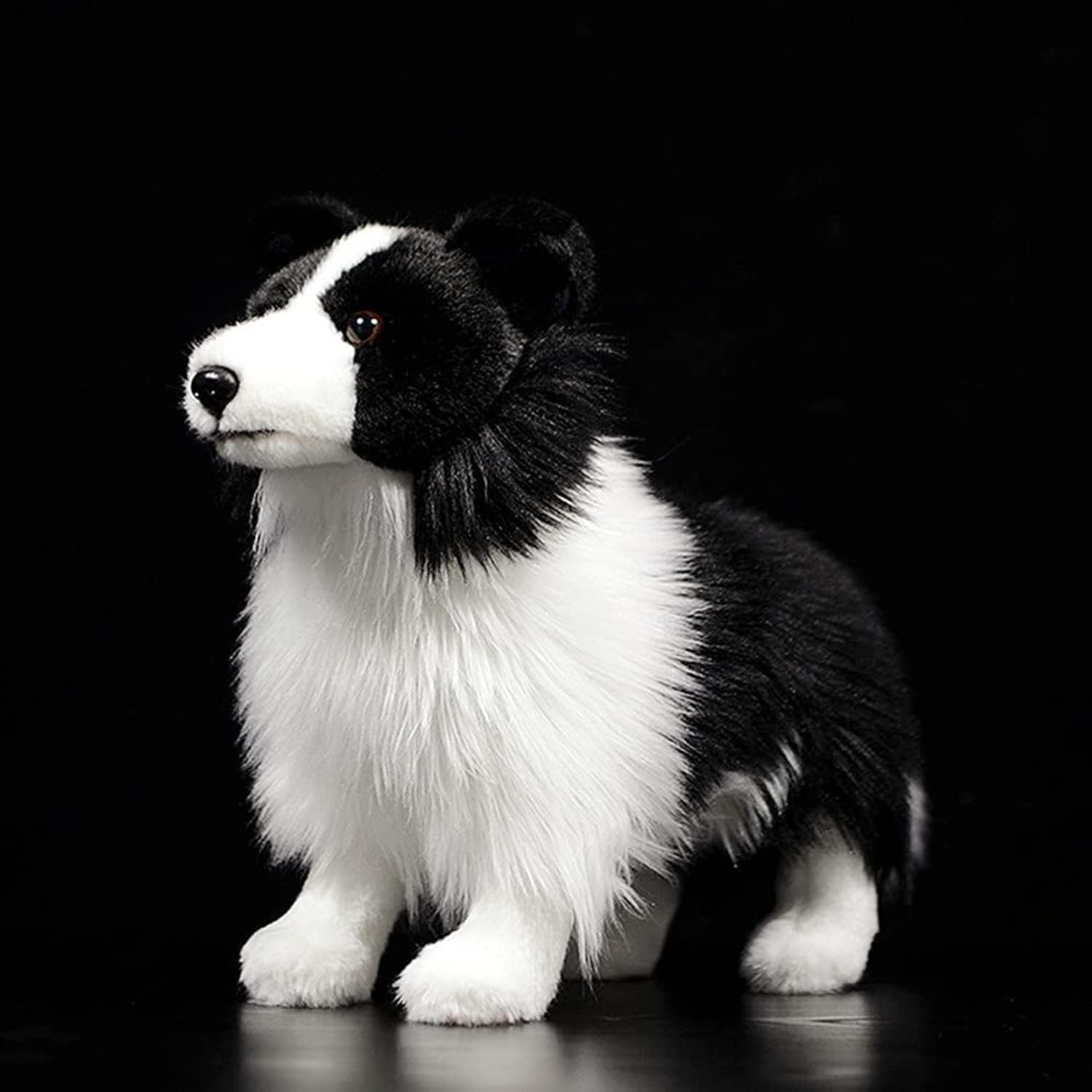 Simulation Border Collie Plush Toy - Realistic Standing Border Collie ...