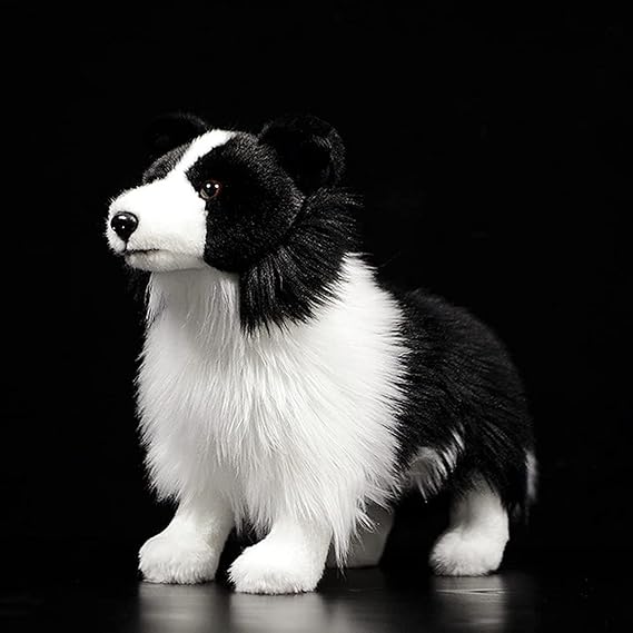 Amazon.com: Simulation Border Collie Plush Toy - Realistic Standing ...