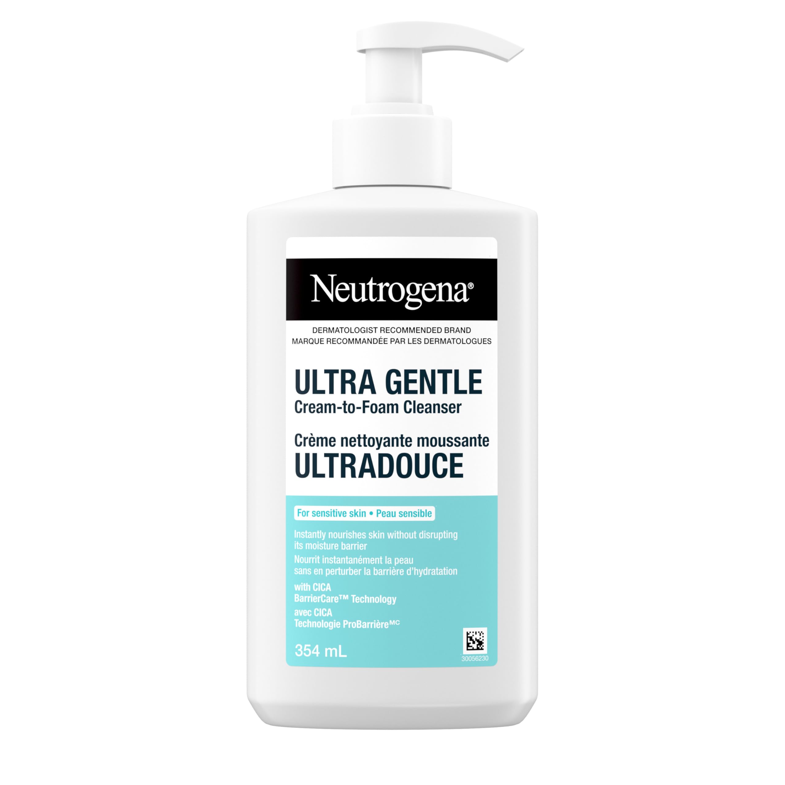 Neutrogena Ultra Gentle Cream-to-Foam Cleanser, Face Wash for Sensitive ...