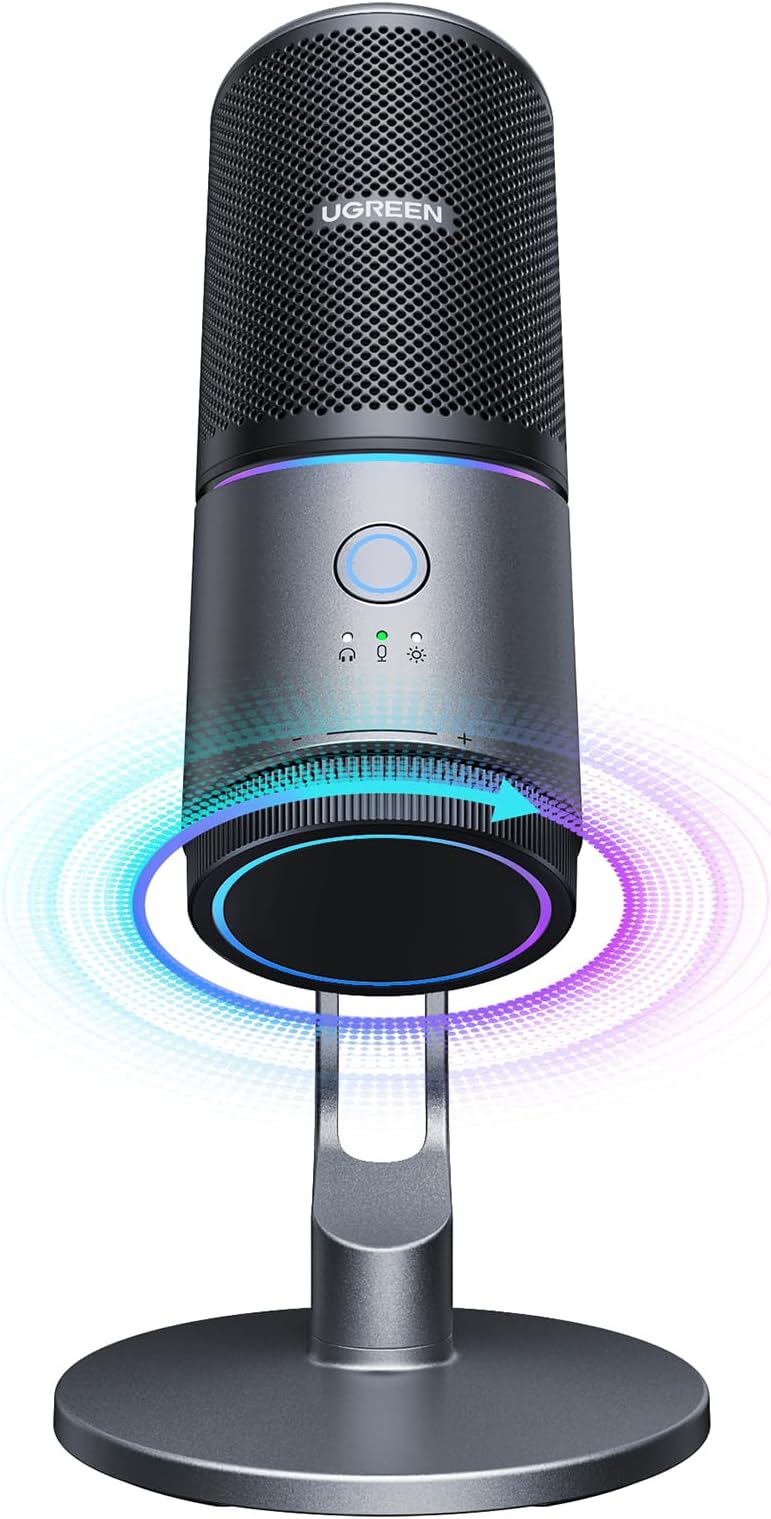 Amazon.com: UGREEN Microphone for PC, USB Mic with RGB Lights, Mute ...