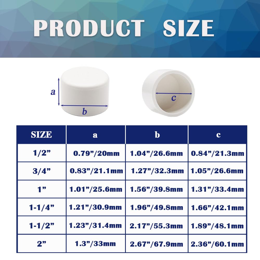 Snapklik.com : 12PCS 1/2inch White PVC Pipe End Cap Plug Adapter PVC ...