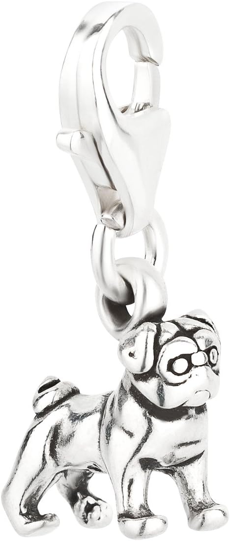 Ciondolo, Charm, Cane Mops Carlino, Argento Sterling 925, 13 x 10mm ...