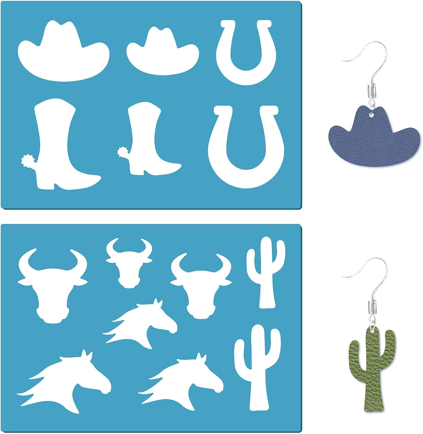 Amazon.com: GORGECRAFT 5x3.5inch 2 Styles Western Cowboy Stencil Reusable Boots Hat Horse ...