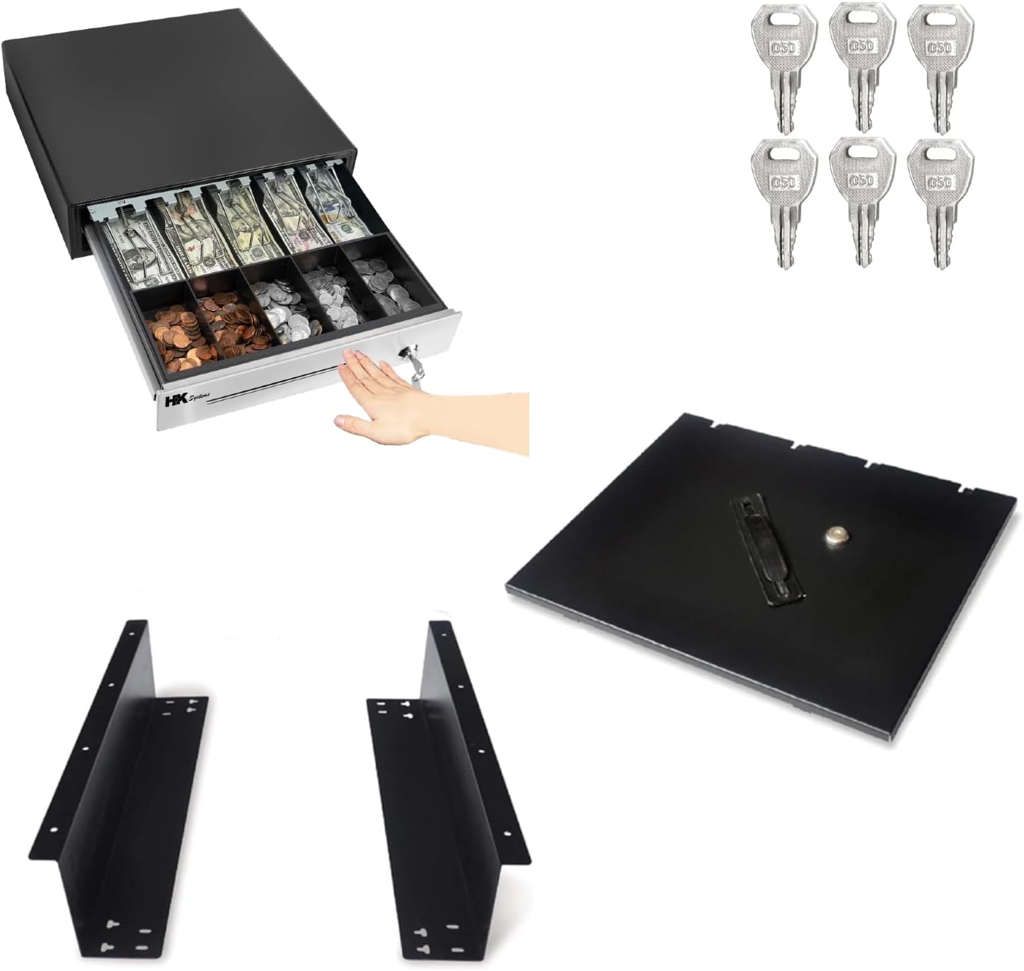 Amazon.com: HK SYSTEMS 13" Heavy Duty Black "Push" Open Cash Drawer ...