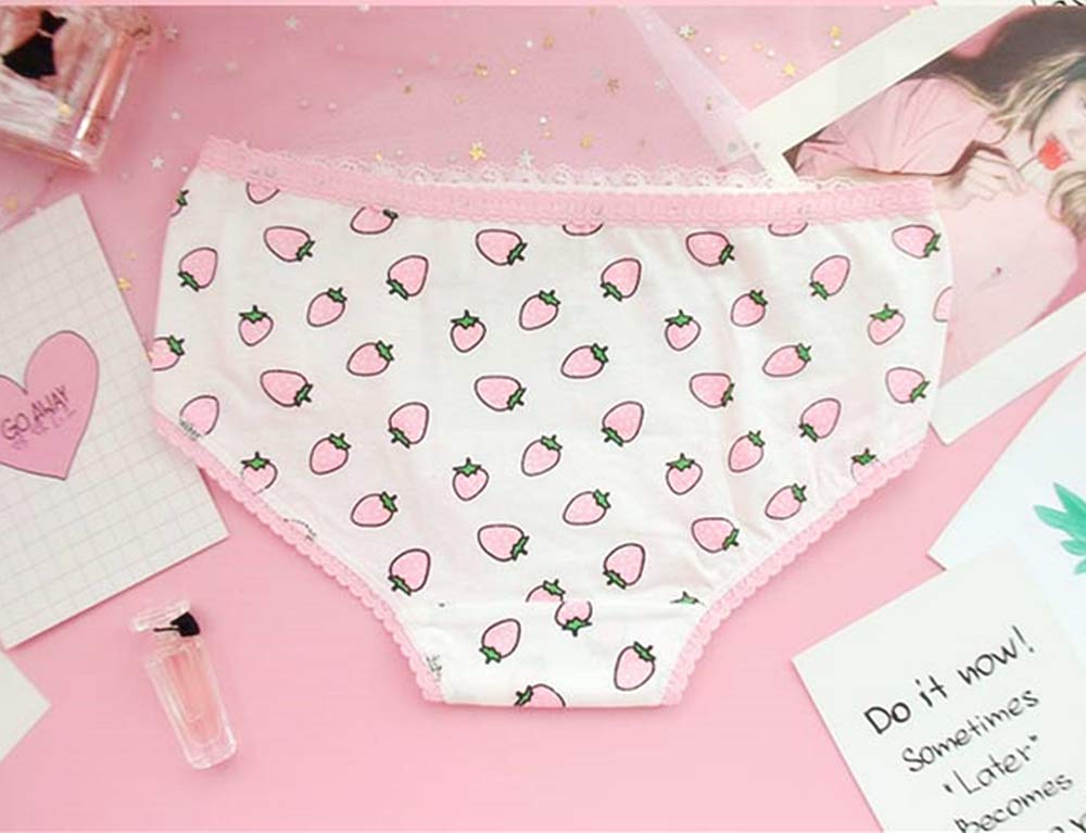 YOMORIO Cute Lace Strawberry Panties Womens Anime Underwear Soft Low ...