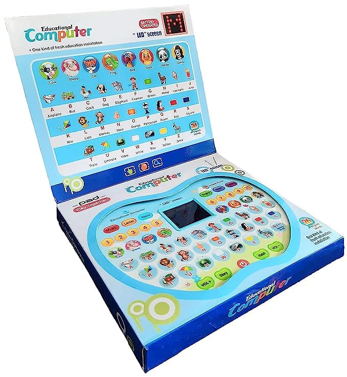 JOLARY Apple Shape Educational Computer Laptop Toy for Kids LED Display ...