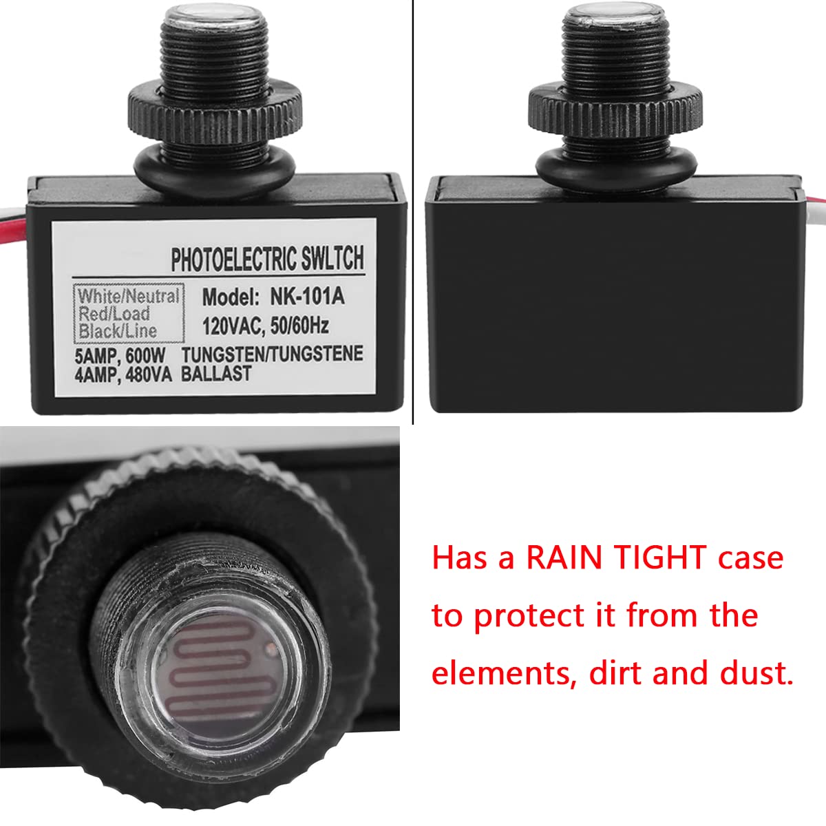 Snapklik.com : 5 Pack Photoelectric Switch,120V AC Outdoor Hard-Wired ...