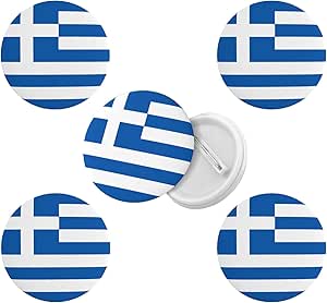 Amazon.com: 5Pcs Greece Flag Lapel Pins Greek Flag Round Badge I Stand ...