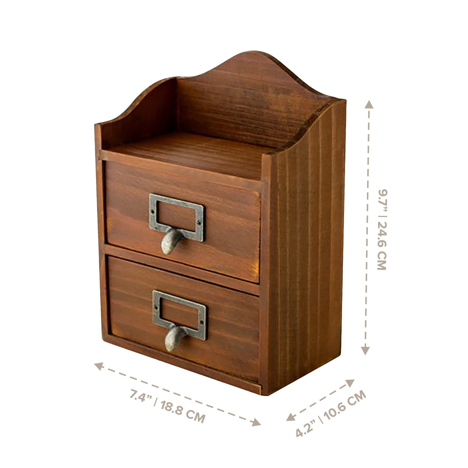 Mini Vintage Desktop Drawers - 2 Drawer Desktop Organizer - Rustic Card ...