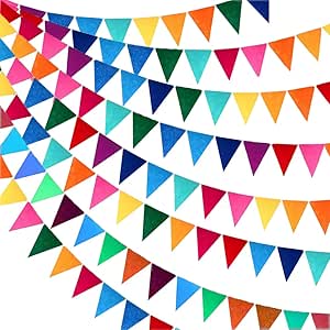 Amazon.com: 8 Sets 8.2 Ft Triangle Garland Flag Multicolor Rainbow ...