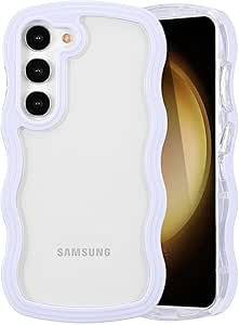 QLTYPRI for Samsung Galaxy A15 4G/5G Case, Cute Curly Wave Frame Clear Case for Girls Women ...