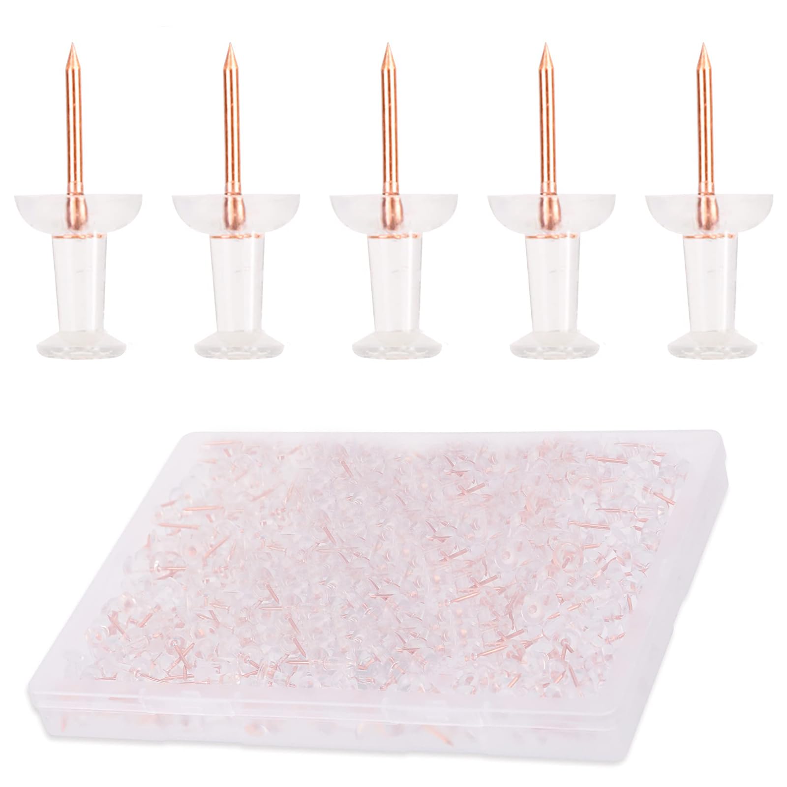 Amazon.com: 100 Pack Push Pins, Clear Thumb Tacks Golden Steel Point ...