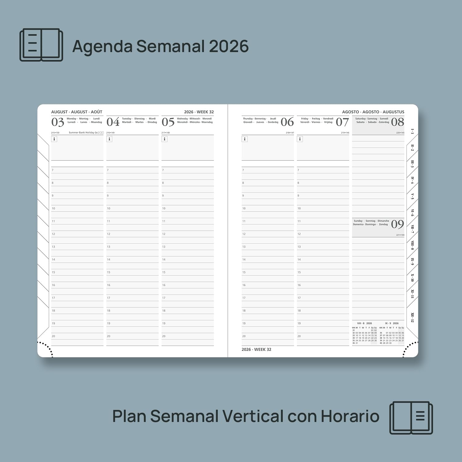 Agenda 2026 Poprun POPRUN Agenda 2026 Semana Vista Medio 22 X 16,5 Cm ...