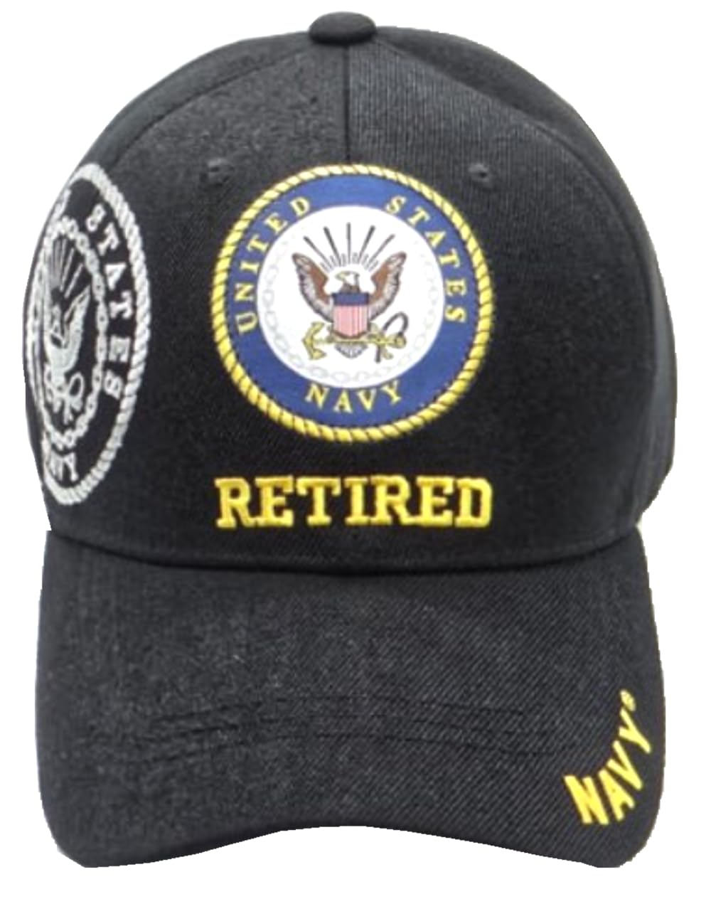 Navy Emblem Retired (Emblem Shadow on Side) Baseball Cap Black at ...