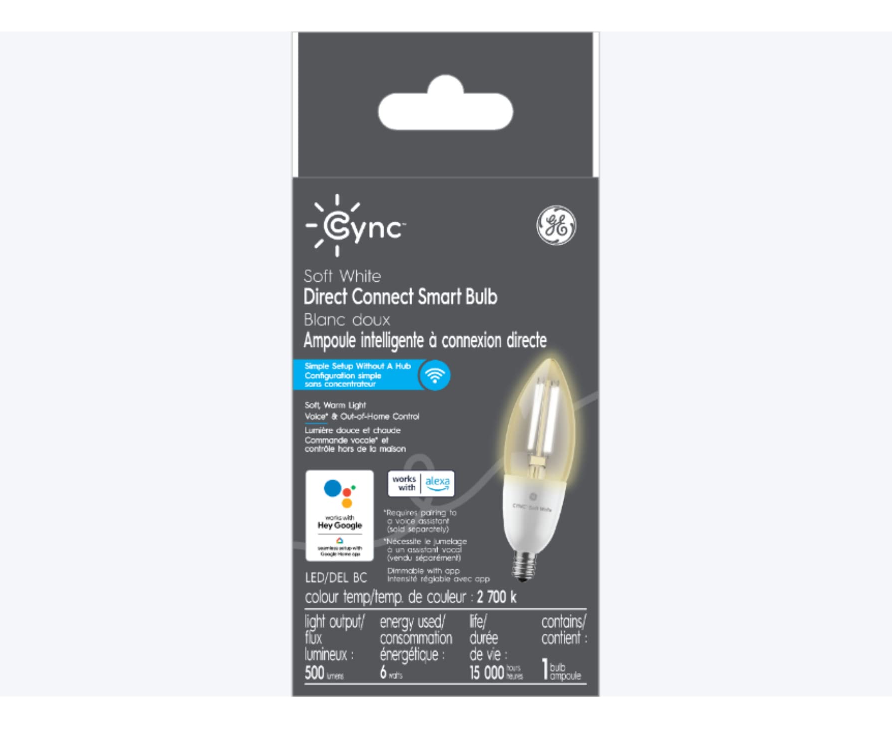 GE Cync Soft White Direct Connect Smart Bulb (LED Decorative Candelabra ...