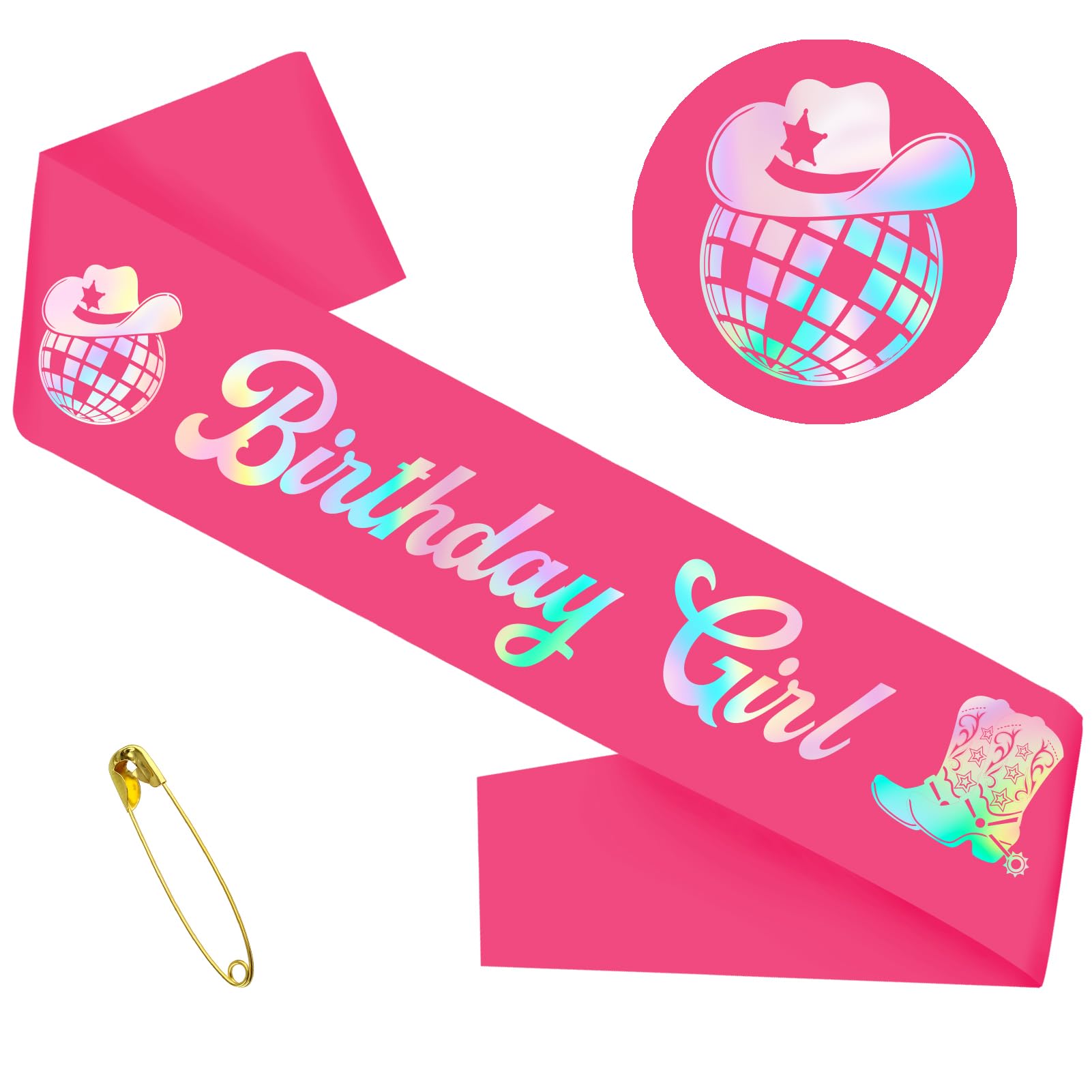 Amazon.com: Birthday Girl Sash with Iridescent Foil, Hot Pink Disco ...