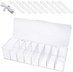 YAXIDAEVER Plastic Cable Store Box,8 Compartments Clear Cable ...