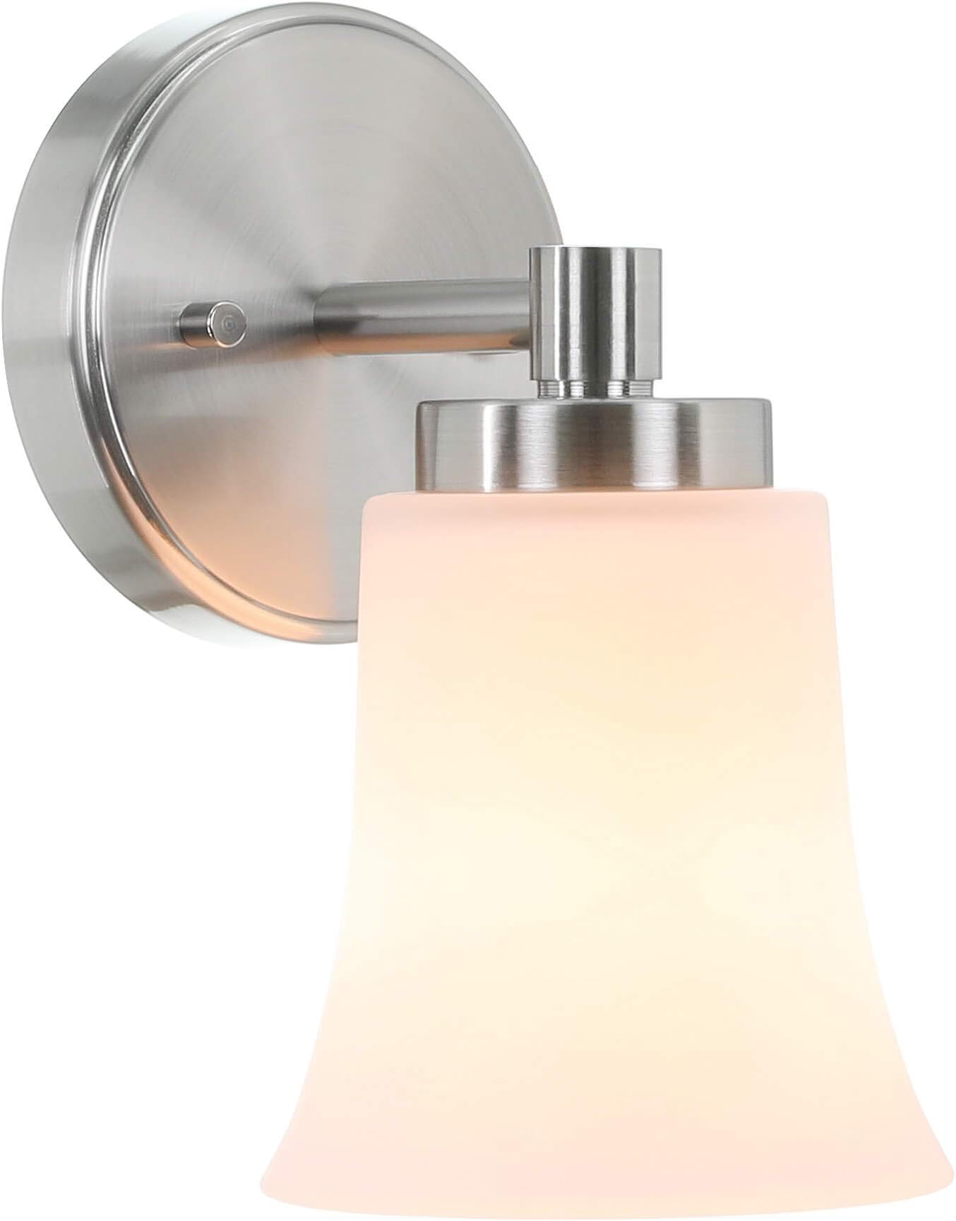 Modern 1 Light Bathroom Vanity Light Fixture with Clear Seeded Glass ...