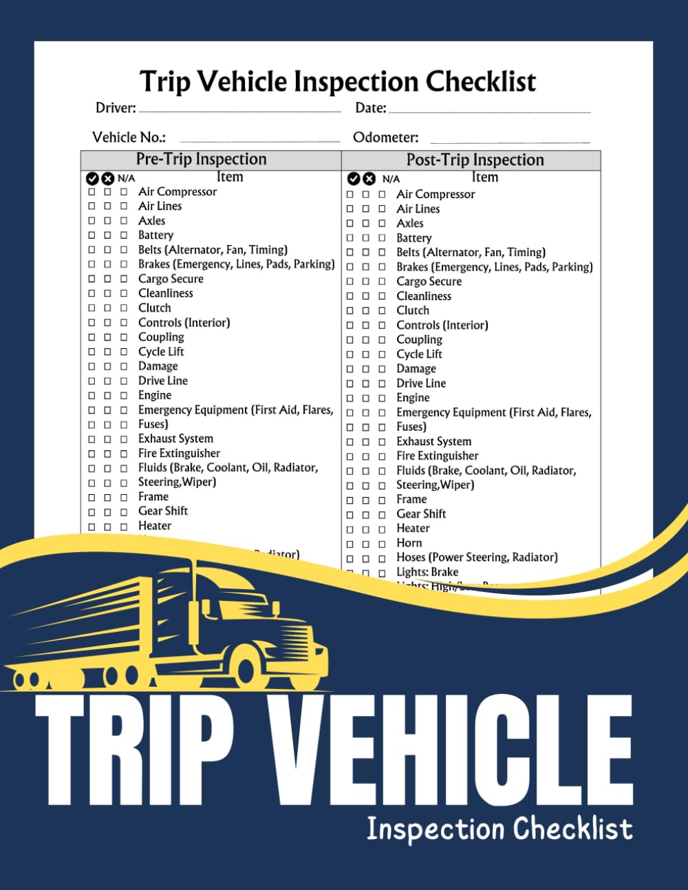 Trip Vehicle Inspection Checklist: Vehicle's Daily Inspection Checklist ...