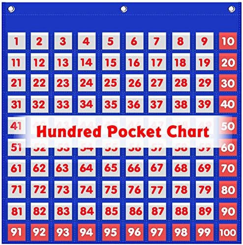 Eamay Hundreds Pocket Chart with 130 Number Cards, Number 1-100 Board ...