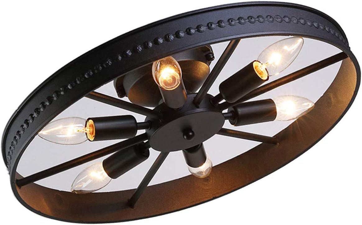 Retro Wheel Ceiling Light Vintage Round Ceiling Lamp Antique Industry ...