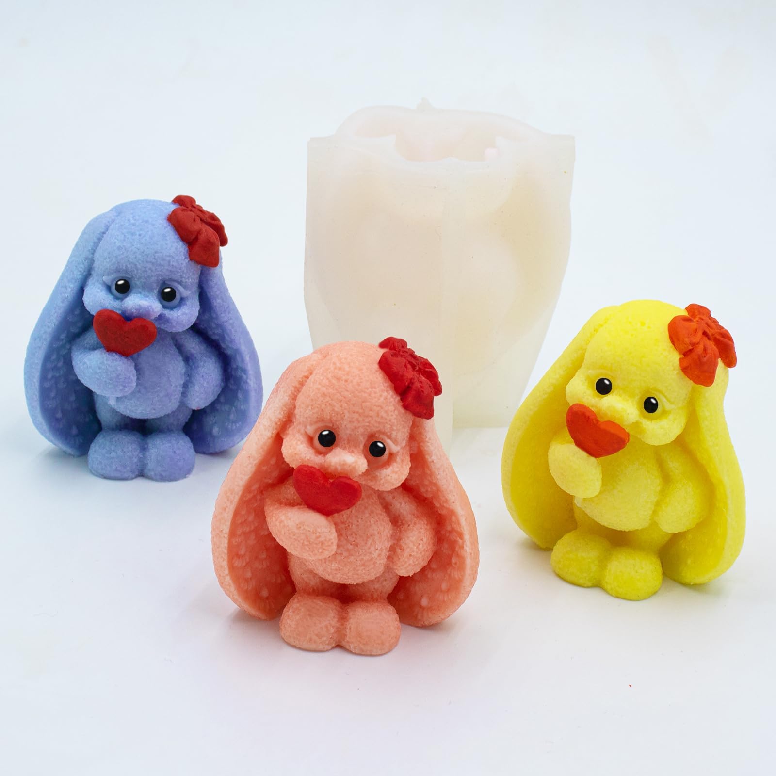 Amazon.com: 3 Pcs Easter Egg Rabbits Candle Molds Resin Molds,Cute ...