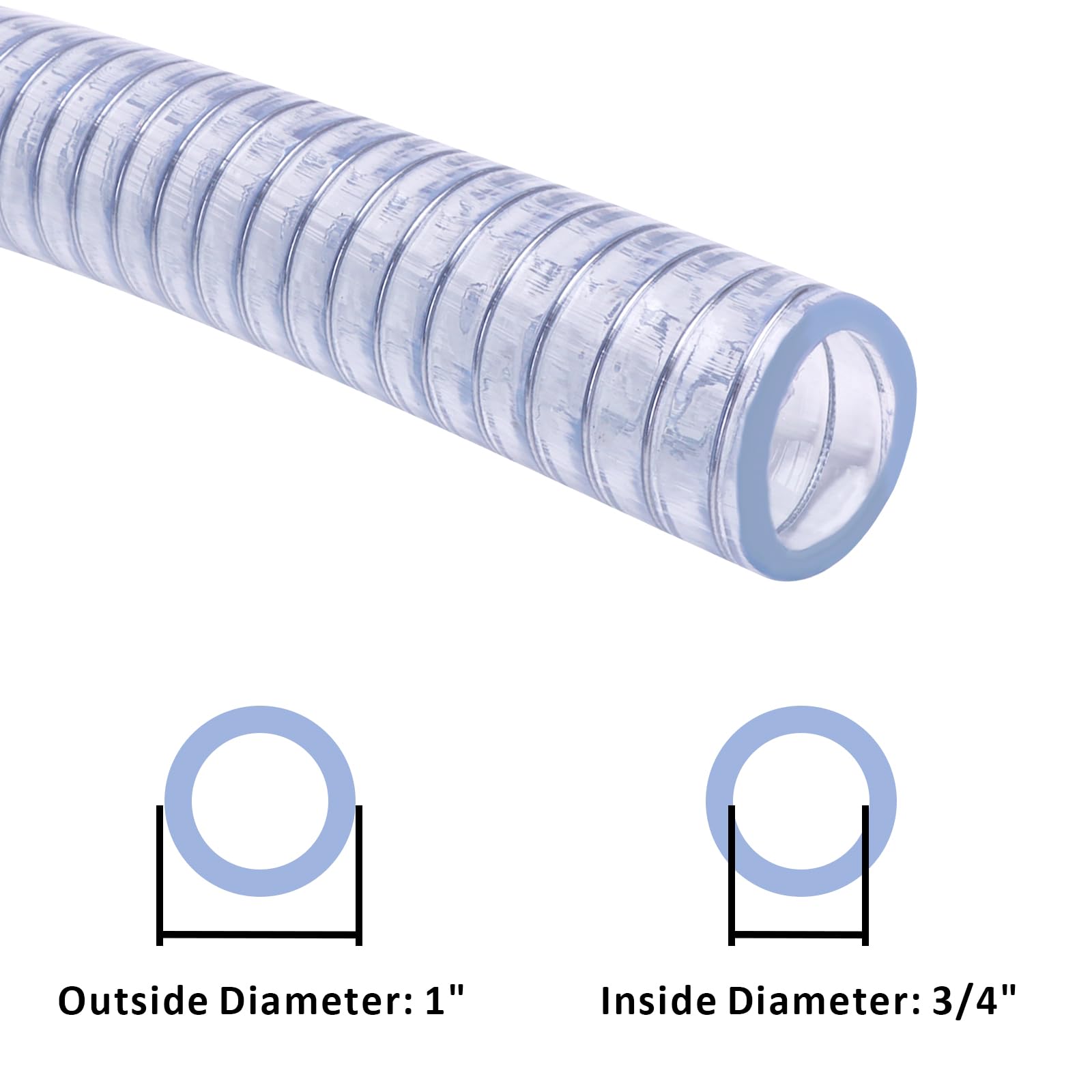 Snapklik.com : DERPIPE PVC Steel Wire Tubing - 3/4" ID X 1" OD Heavy ...