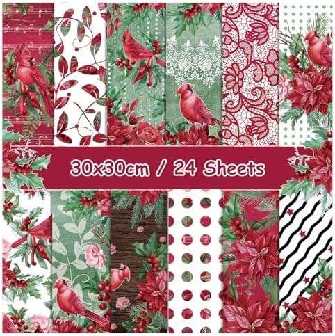 Amazon.com : Christmas Scrapbook Paper Sheets, HADEEONG Scrapbook ...