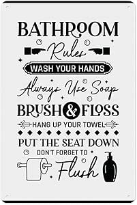 Amazon.com: Metal Tin Sign Bathroom Rules Sign_1 Motivational Poster ...