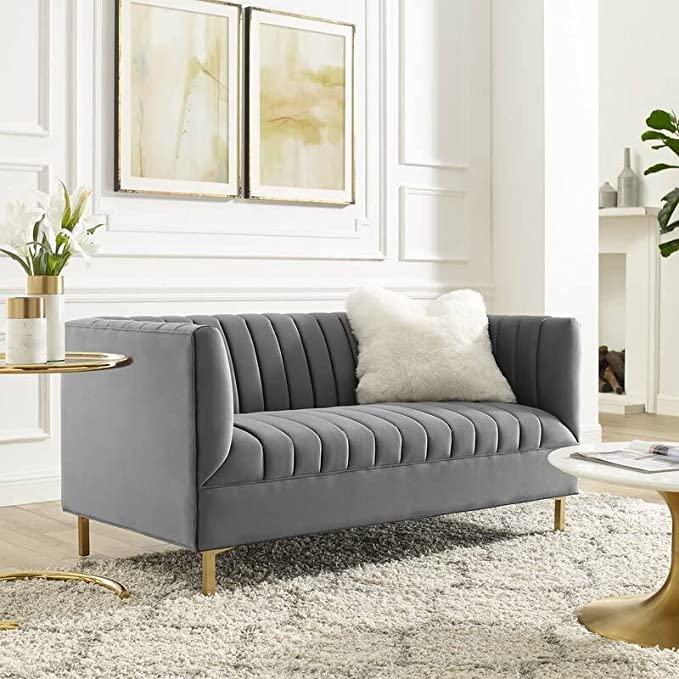 GOLD BIRD Rosalia 2 Seater Sofa/Couch | Square Arm Sofa | Modern Deign ...