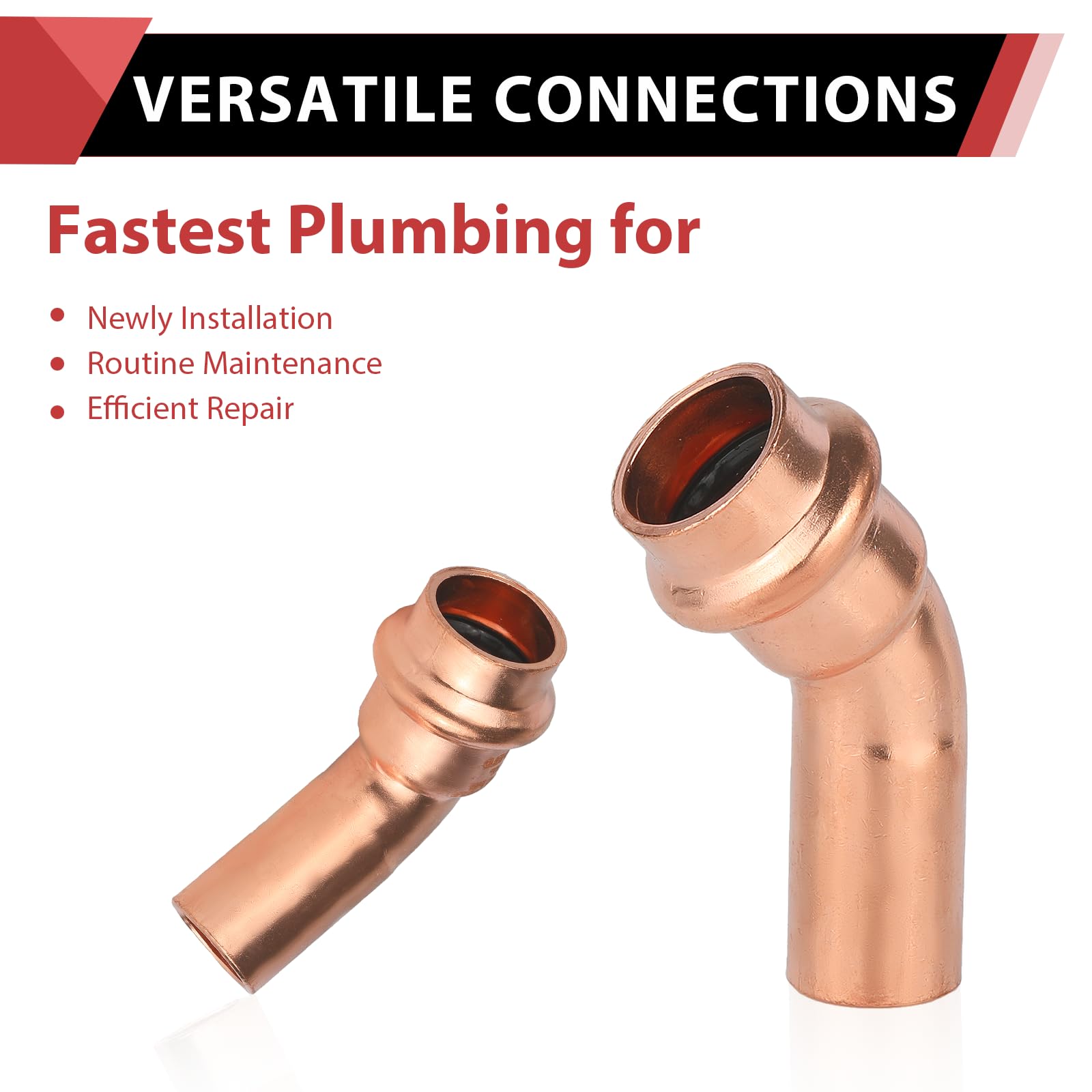 Snapklik.com : (Pack Of 10) 1/2" X 1/2" Copper Press Fit 45 Degree ...