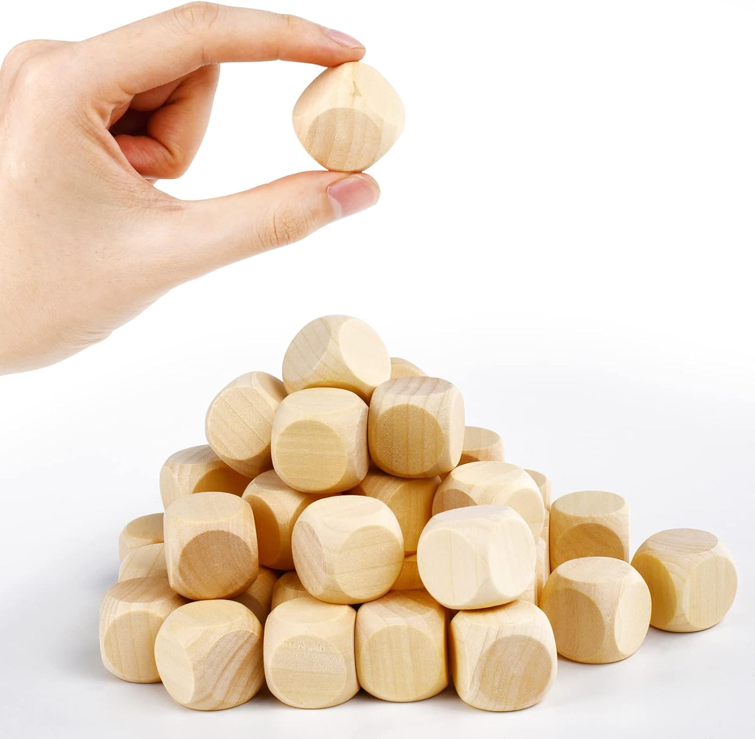 Wooden Blank Dice 25mm, 24PCS Unfinished Square Blocks, Small Wood ...