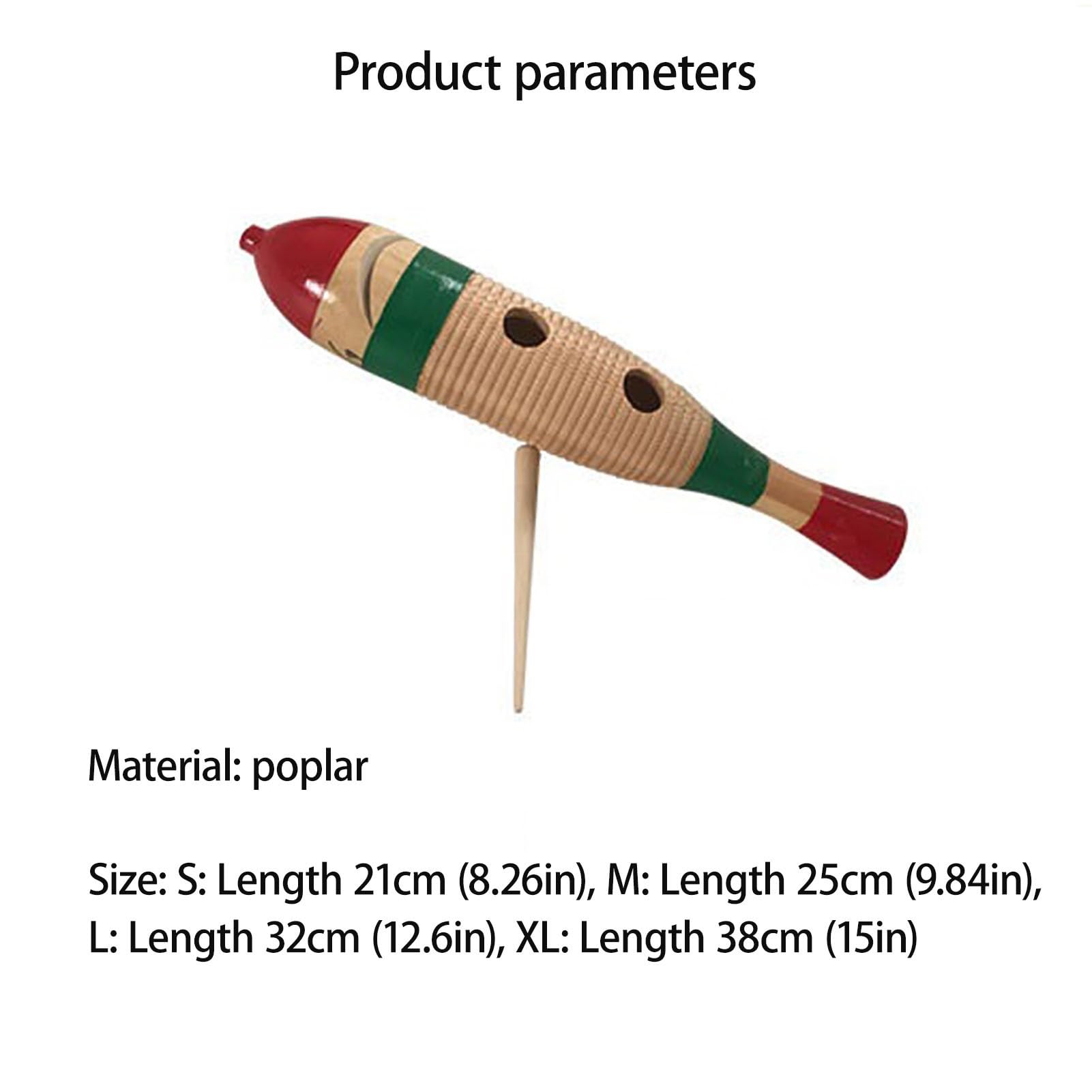 KHAOL Beech Wood Guiro Instrument With Scrapers, Fish Shaped Latin ...