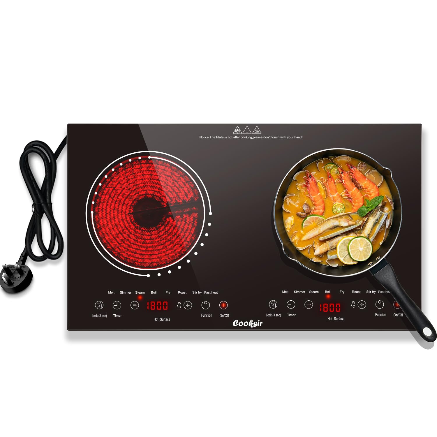 Buy CooksirPortable Ceramic Hob, Plug in Ceramic Hob 60cm, Electric Hob ...