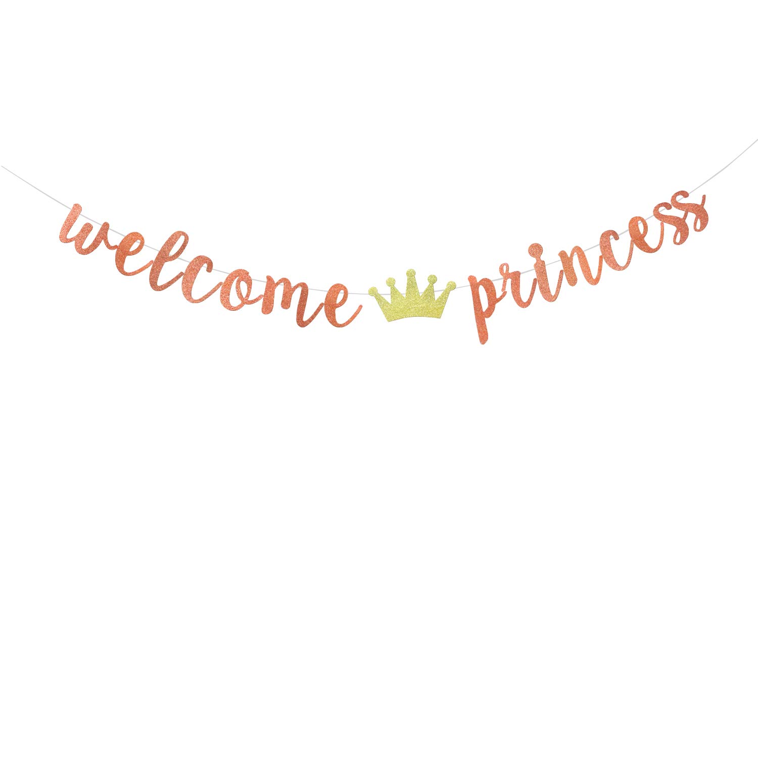 Buy Rose Gold Glitter Welcome Princess Banner - Welcome Baby Girl ...