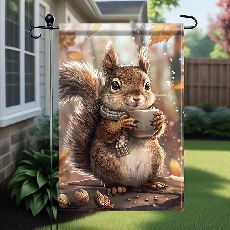 Amazon.com : Squirrel Garden Welcome Flag 12x18 Vertical Double Sided ...