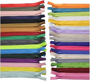 32 PCS Coloured Nylon Coil Zippers - 28cm Metal Zip Fasteners for ...