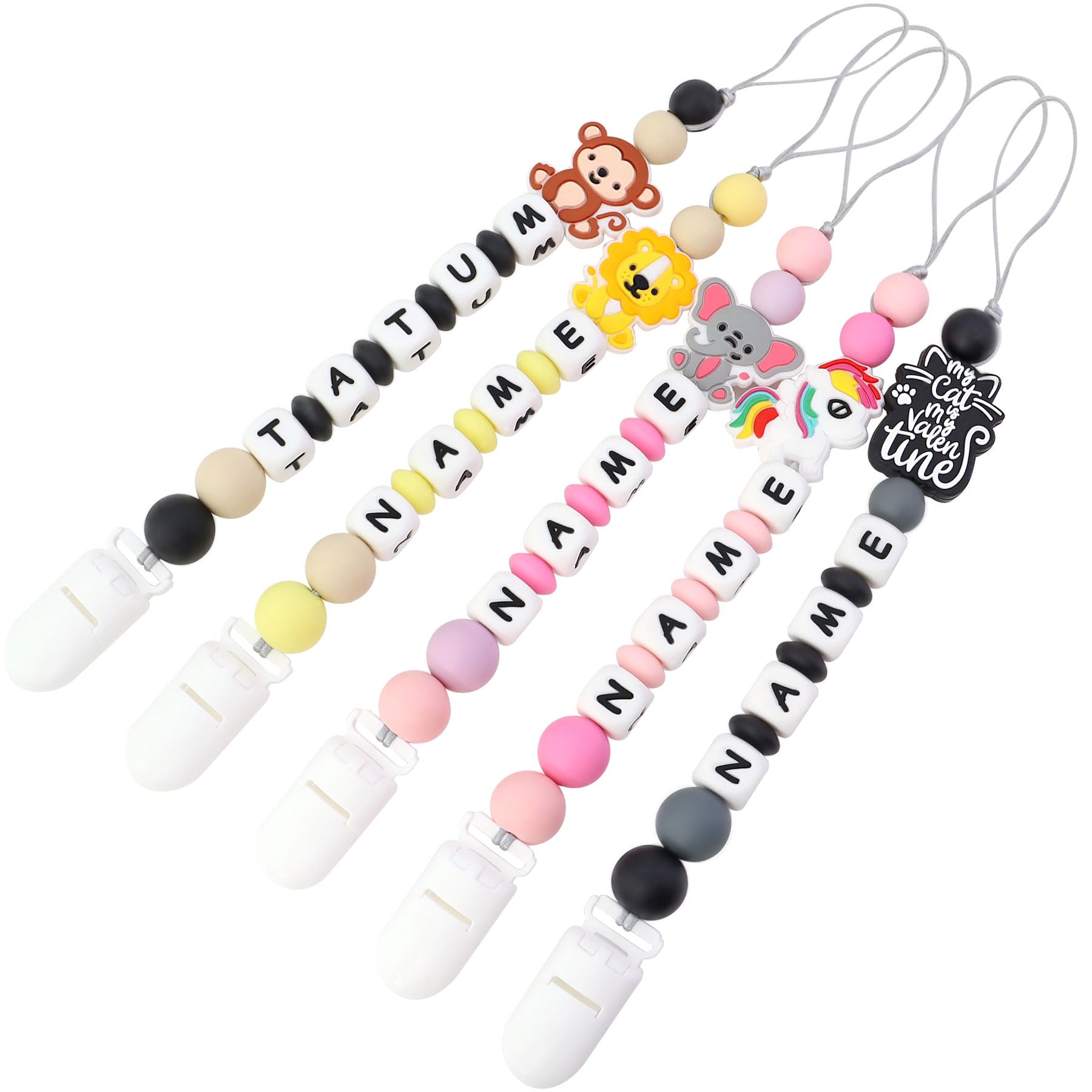 Amazon.com : Silicone Personalized Pacifier Clip with Name - Custom ...