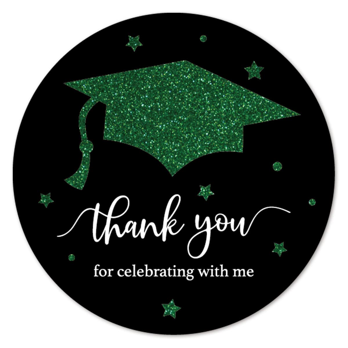 Amazon.com : Green Black Graduation Thank You Stickers, Congrats Grad ...