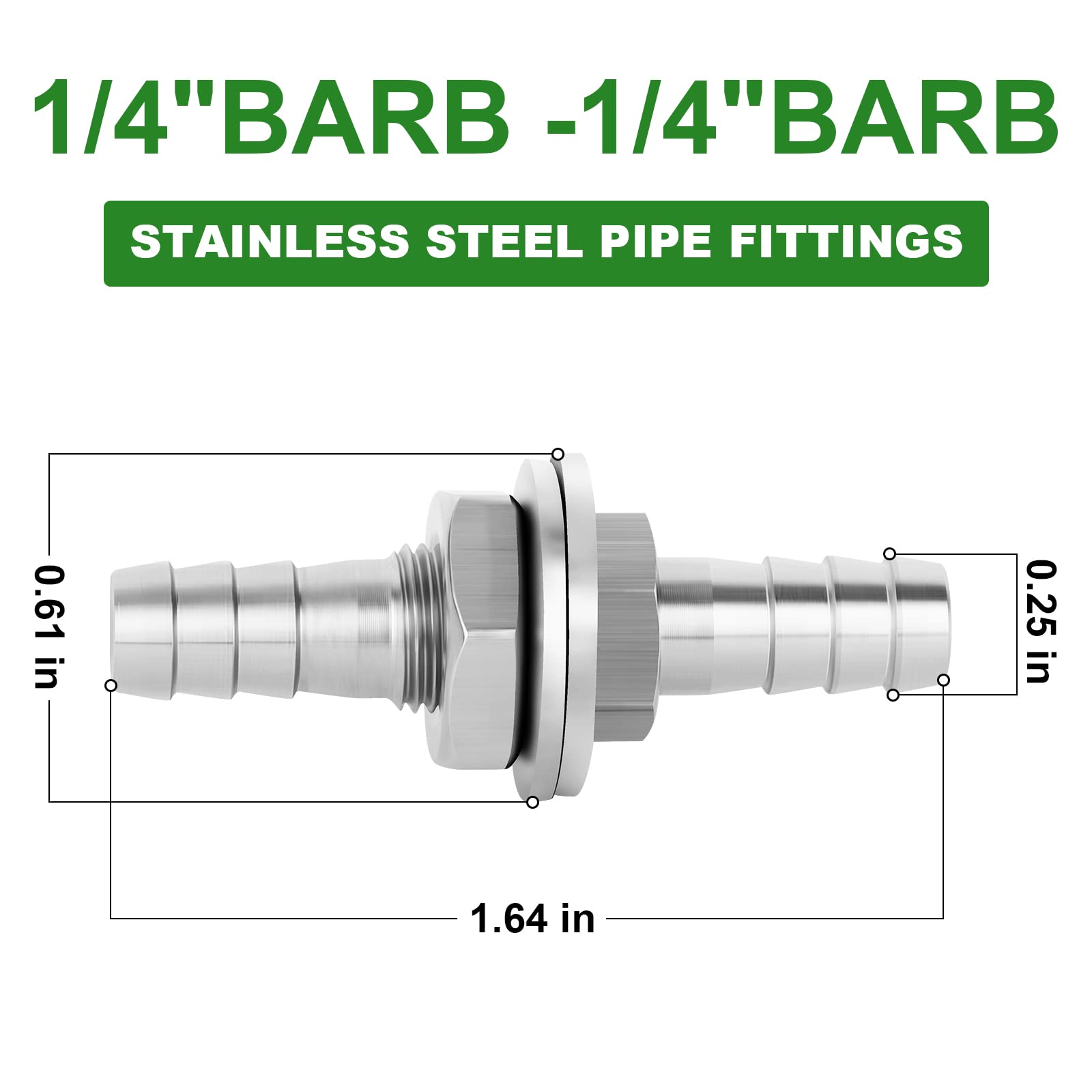 Snapklik.com : TAISHER 4PCS 304 Stainless Steel Hose Barb Thru-Bulk ...