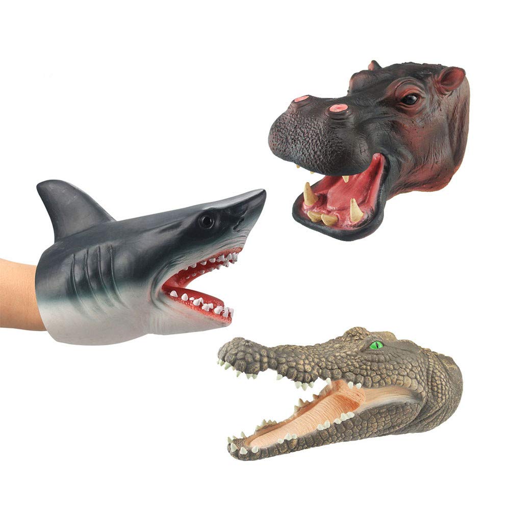 Buy CHTH 3 Pcs Realistic Sea Animal Puppets Shark Puppet Crocodile ...
