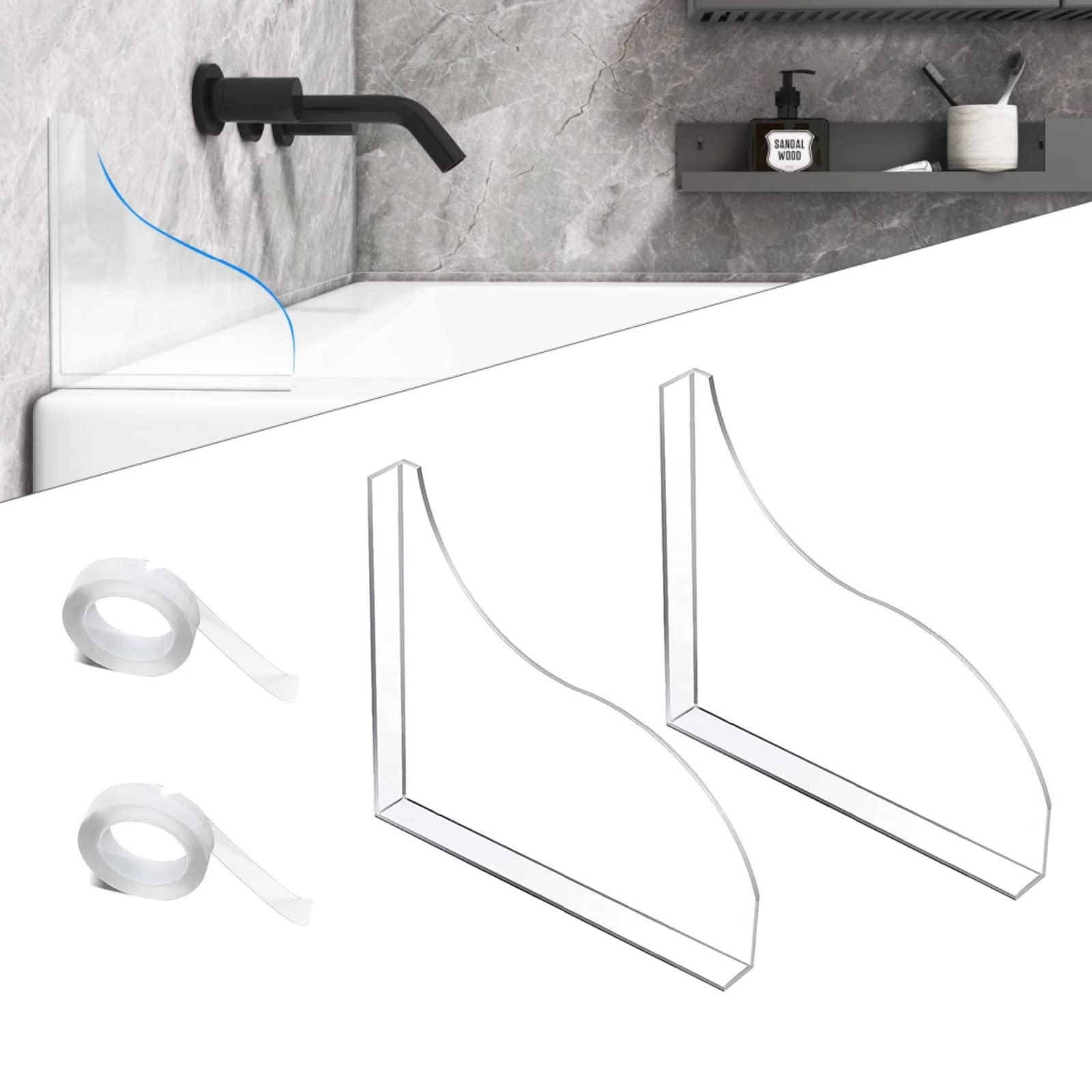 Amazon.com: TIPIPARK 2 Pieces Shower Splash Guard - 2 Tapes Shower ...