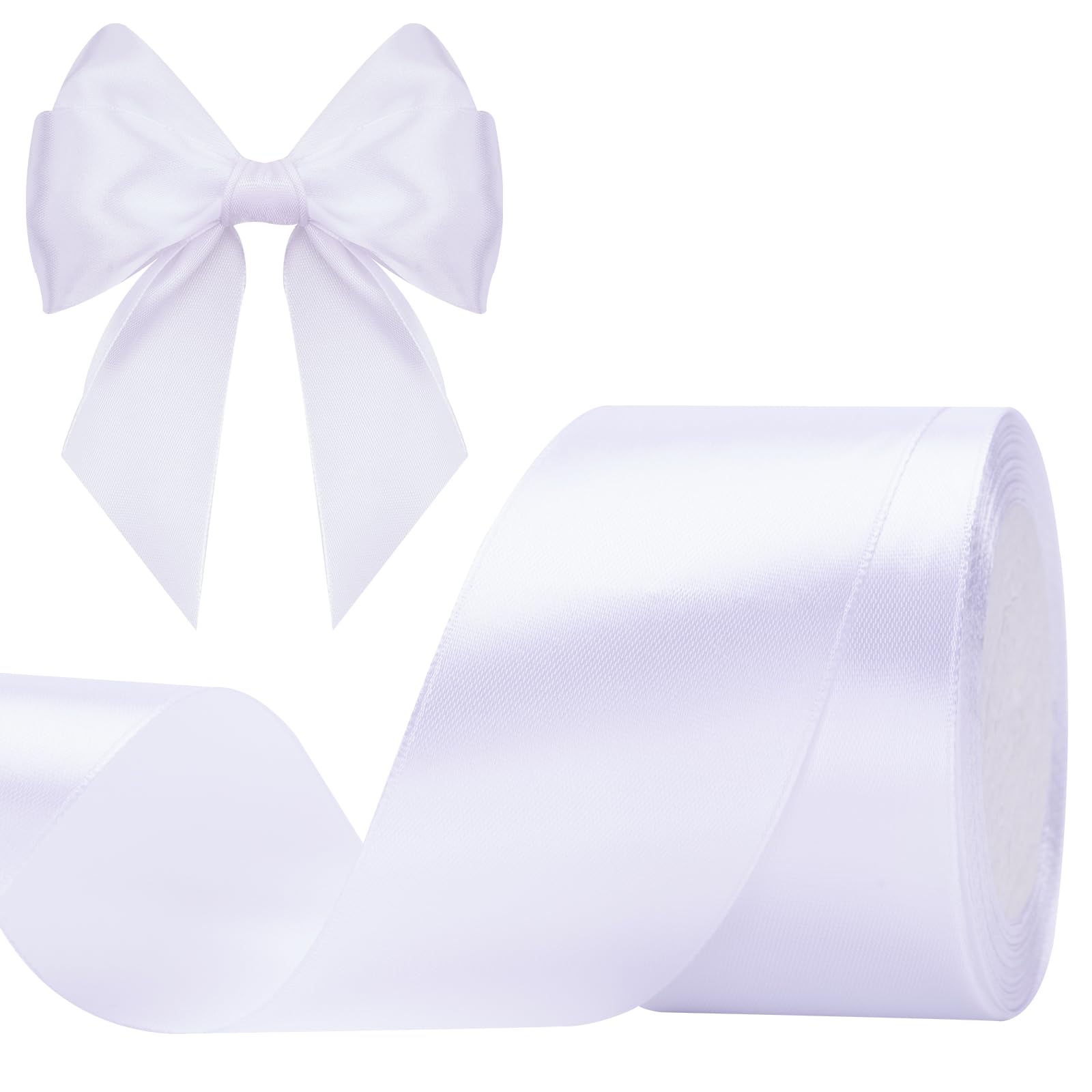 Amazon.com: FirstKitchen 2" White Satin Ribbon, 25 Yards Thick Solid ...