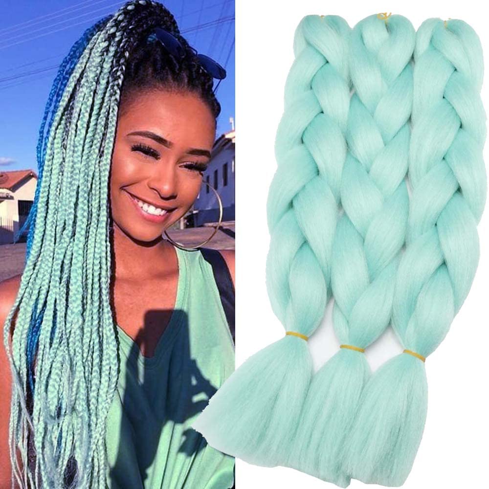 Amazon.com : Original Jumbo Braids Hair Extension Pure Color Mint ...