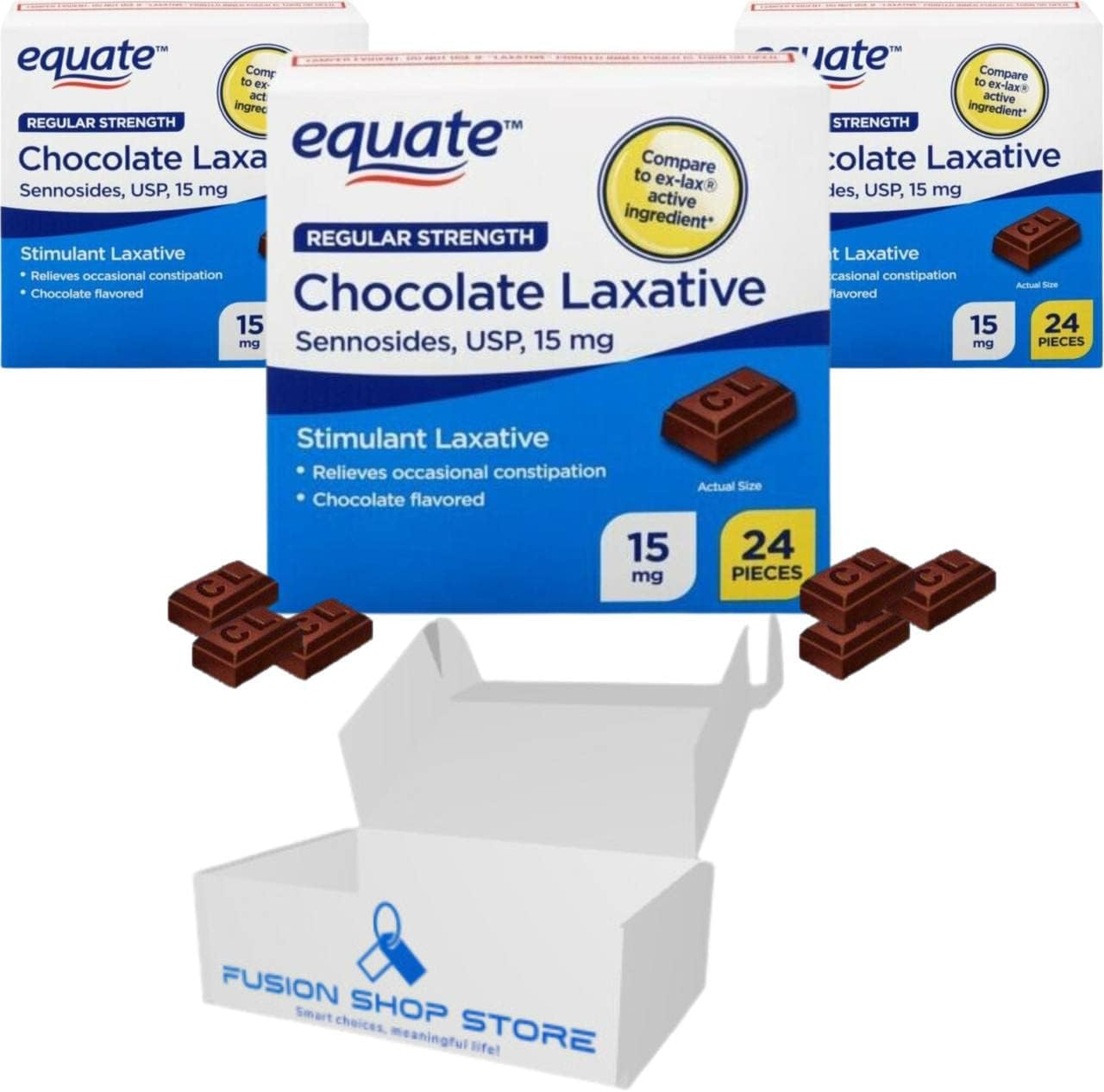 Amazon.com: Senna Laxative - Equate Chocolate 24 ct, 15 mg (3 Pack ...