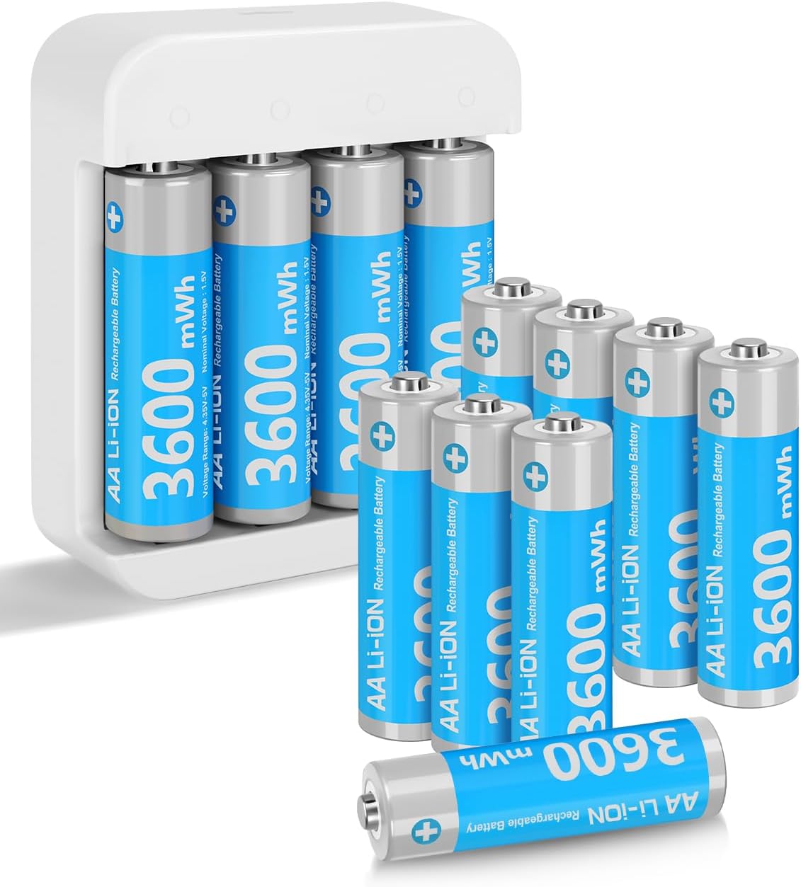 Rechargeable Lithium AA Batteries 12 Pack AA 1.5V Size Li-ion Batteries ...