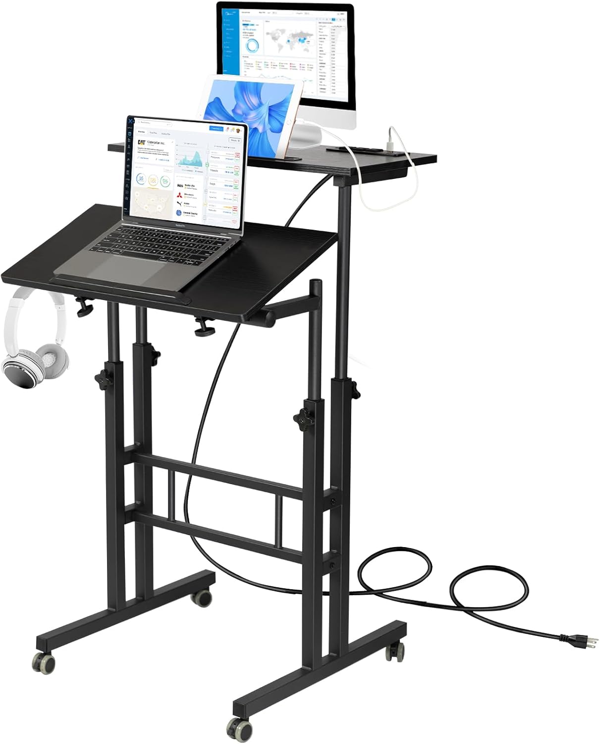 Amazon.com : Hadulcet Mobile Standing Desk with Charging Station ...