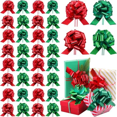 Amazon.com: Poen 30 Pieces Christmas Large Ribbon Pull Bows Big Gift ...