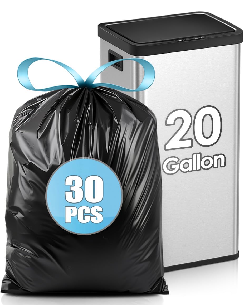 Amazon.com: Teivio 20 Gallon 30 Counts Strong Tall Kitchen Drawstring ...