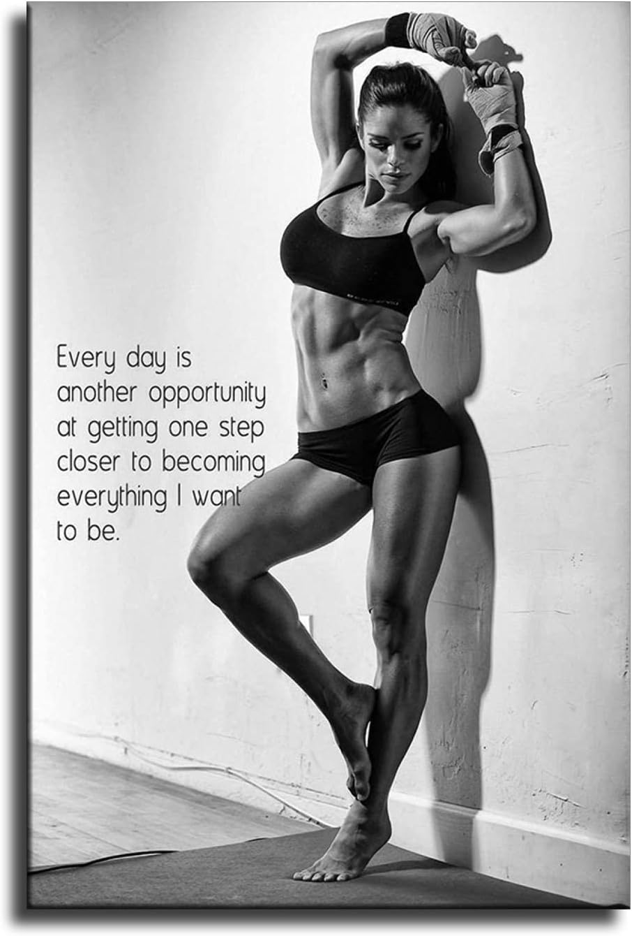 Amazon.com: Gym Poster Workout Sexy Woman Poster Bodybuilder Men Girl Motivation Quote Wall Art ...